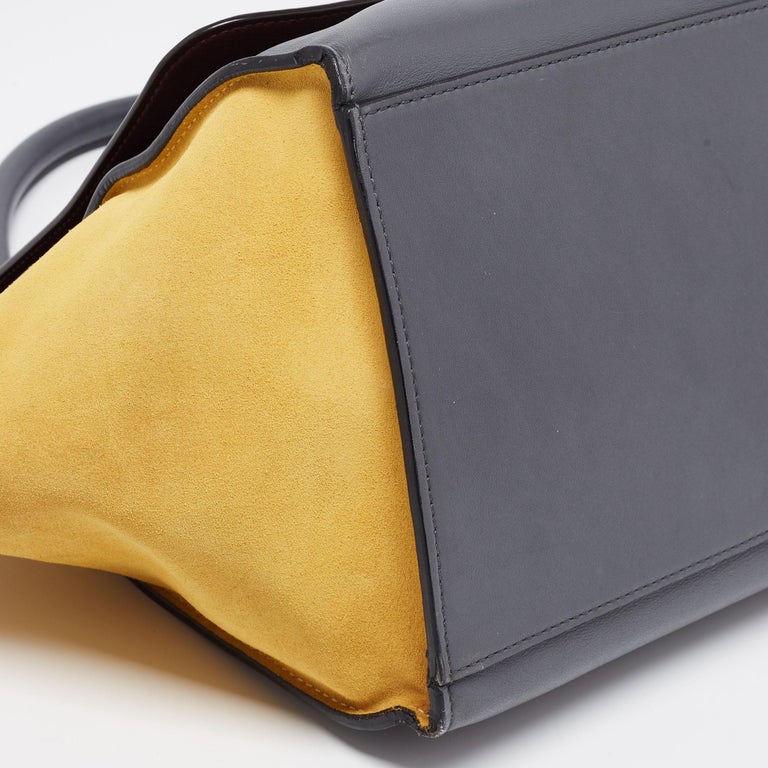 Celine Tri Color Leather and Suede Medium Trapeze Bag at 1stDibs
