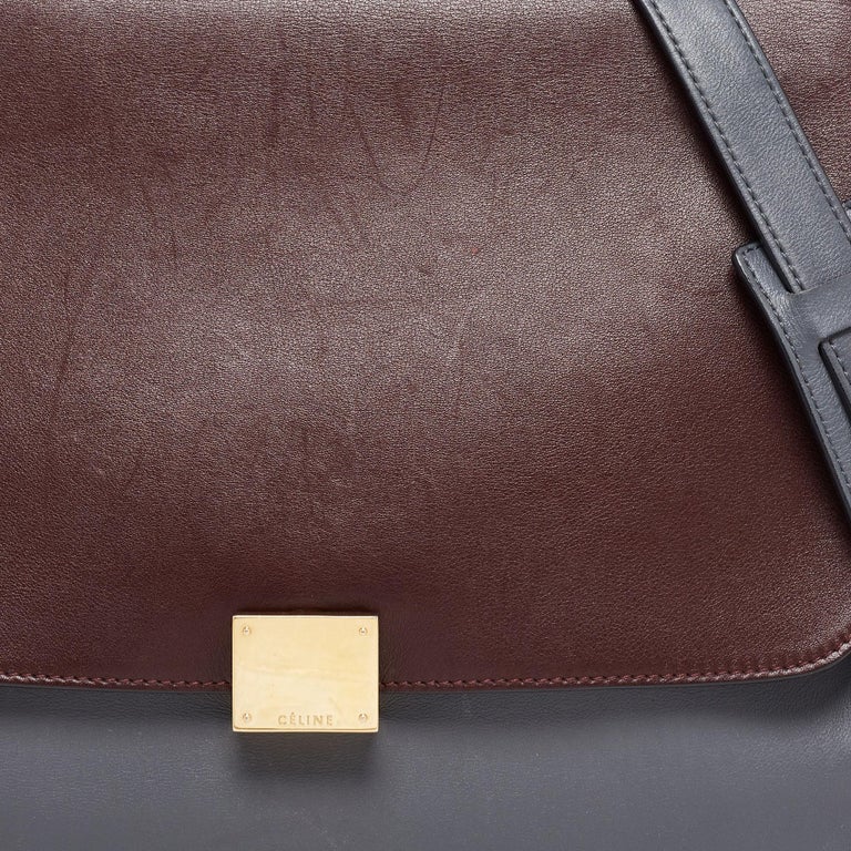 Celine Tri Color Leather and Suede Medium Trapeze Bag at 1stDibs