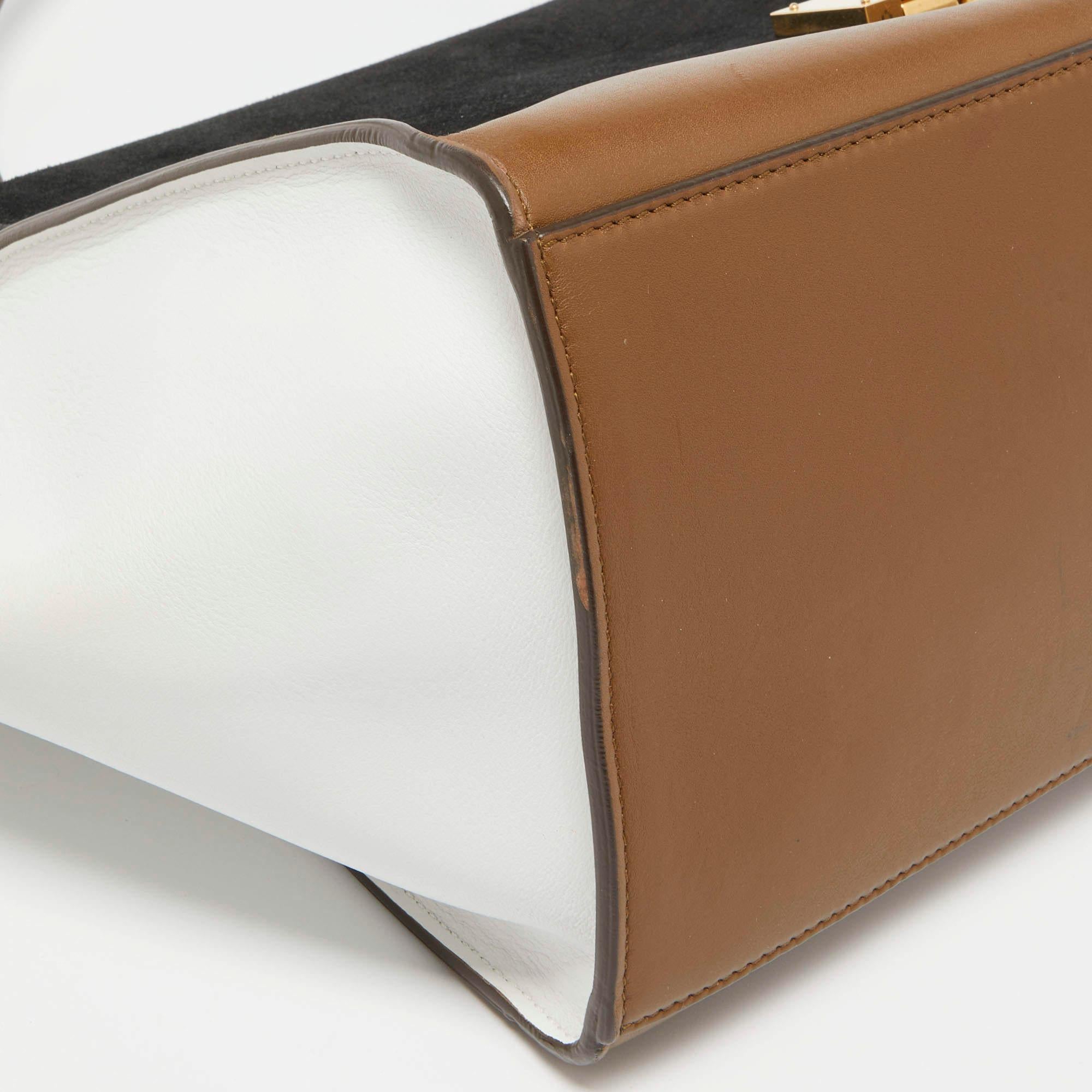 Celine Tri Color Leather and Suede Medium Trapeze Bag For Sale at 1stDibs