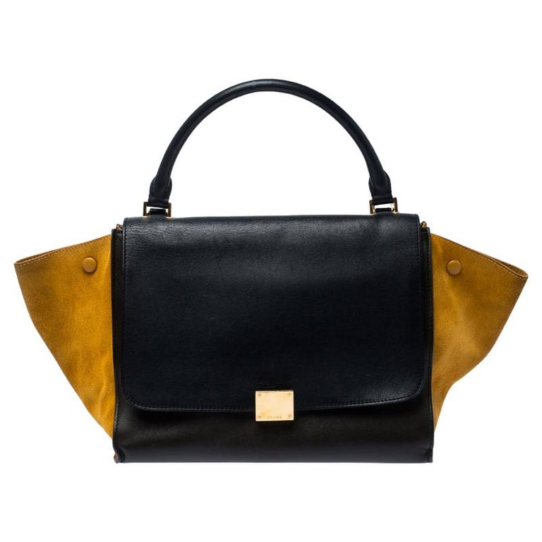 Celine Tri Color Leather and Suede Medium Trapeze Bag For Sale at 1stDibs