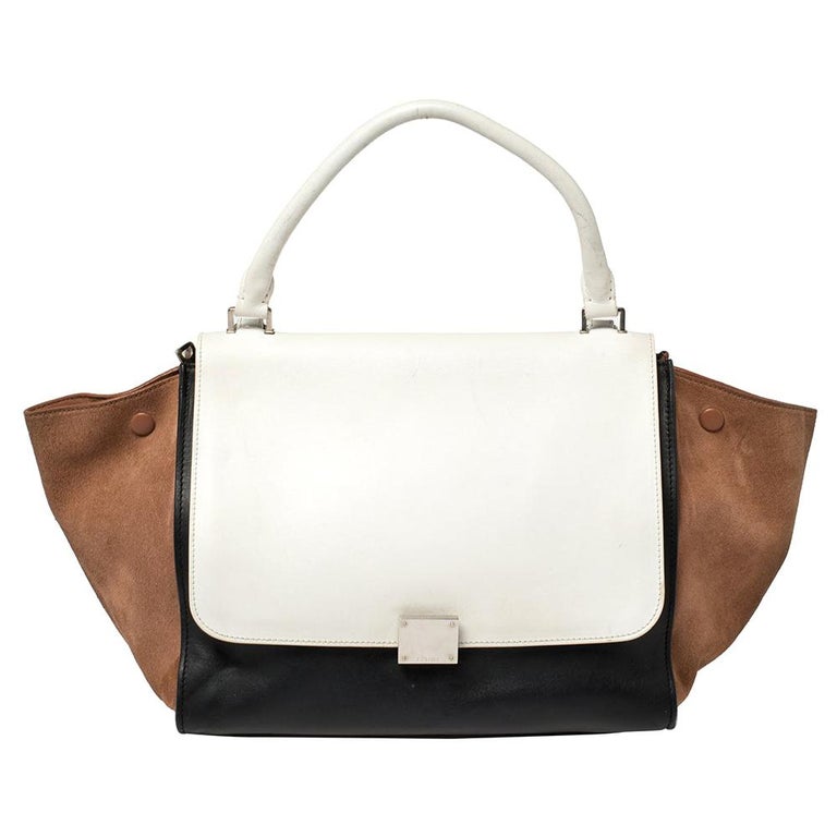 Celine Tri Color Leather and Suede Medium Trapeze Bag at 1stDibs