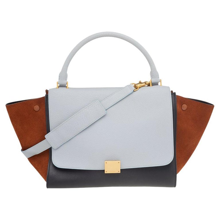 Celine Tri Color Leather and Suede Medium Trapeze Bag at 1stDibs