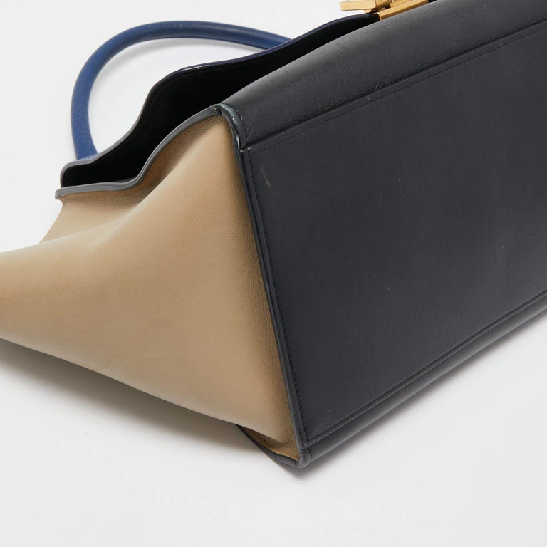 Celine Tri Color Leather and Suede Medium Trapeze Top Handle Bag For ...