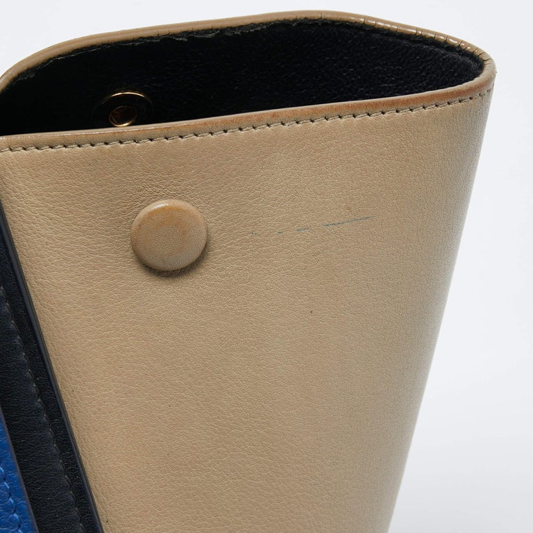 Celine Tri Color Leather and Suede Medium Trapeze Top Handle Bag For ...