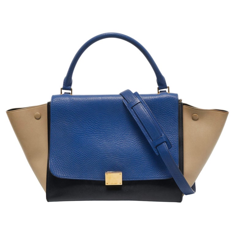Celine Tri Color Leather and Suede Medium Trapeze Top Handle Bag For ...