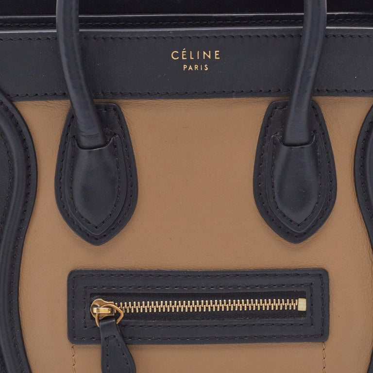 Celine Tri Color Leather and Suede Nano Luggage Tote For Sale at 1stDibs