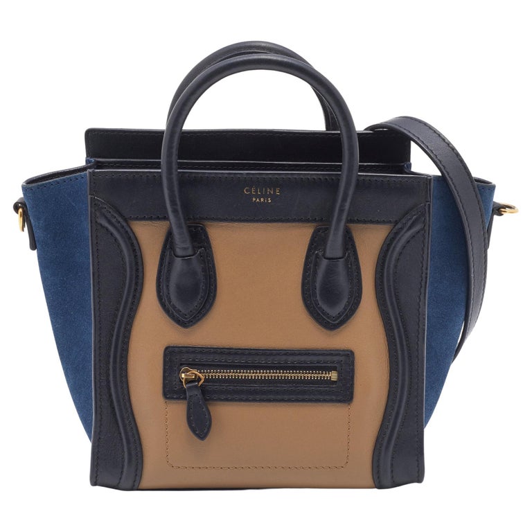 Celine Tri Color Leather and Suede Nano Luggage Tote For Sale at 1stDibs