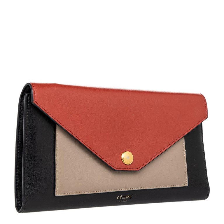 Celine Tri Color Leather Envelope Clutch at 1stDibs