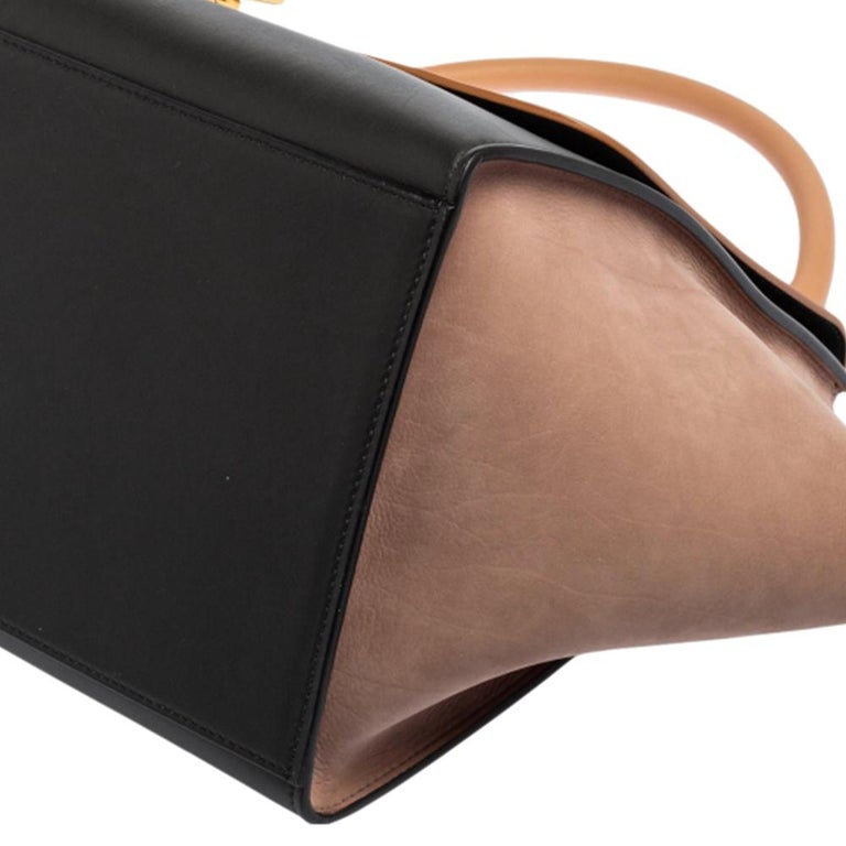 Celine Tri Color Leather Medium Trapeze Bag For Sale at 1stDibs