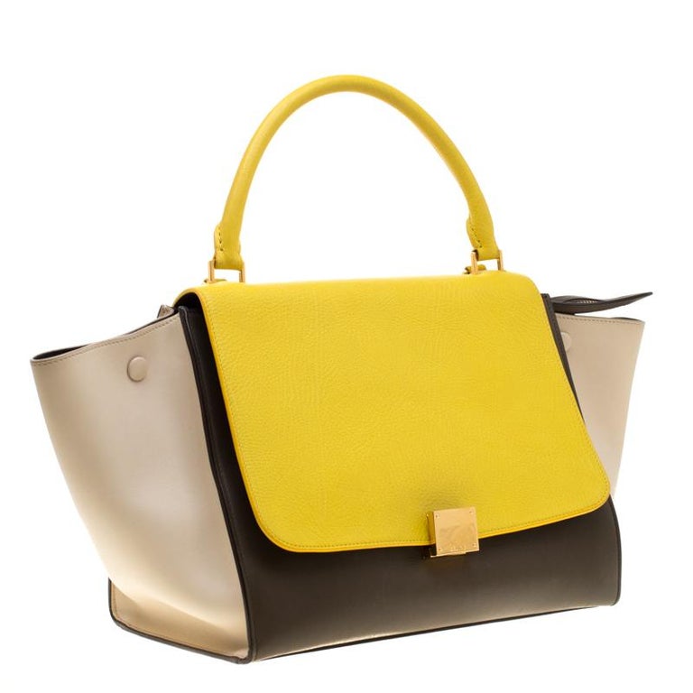 Celine Tri Color Leather Medium Trapeze Tote For Sale at 1stDibs | tri ...