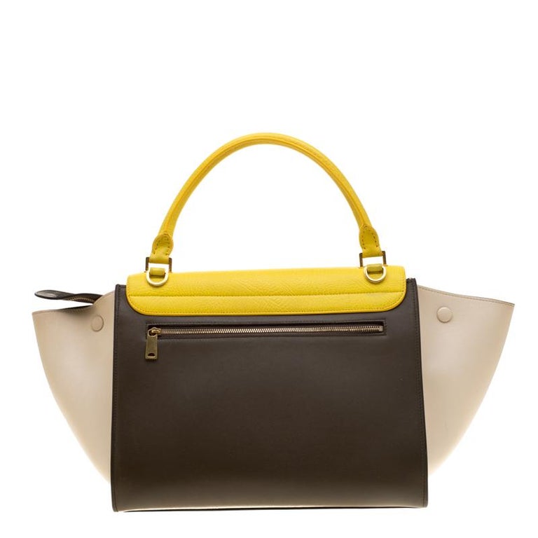 Celine Tri Color Leather Medium Trapeze Tote For Sale at 1stDibs | tri ...