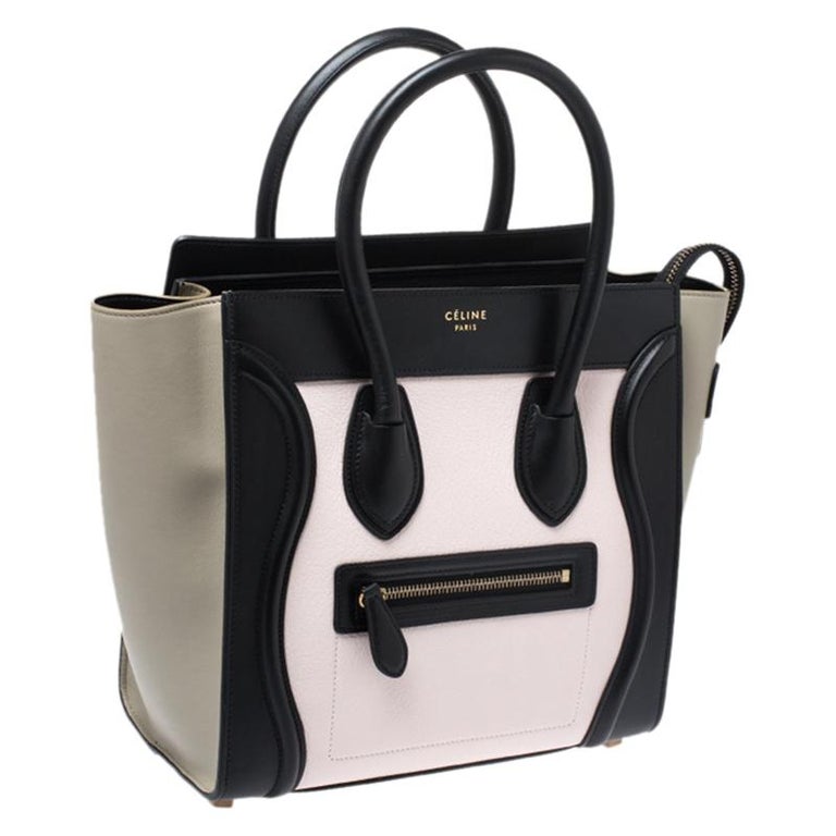 Celine Tri Color Leather Micro Luggage Tote For Sale at 1stDibs