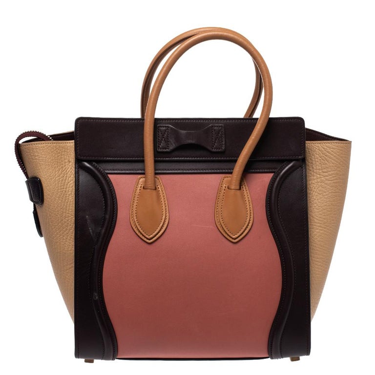 Celine Tri Color Leather Micro Luggage Tote at 1stDibs