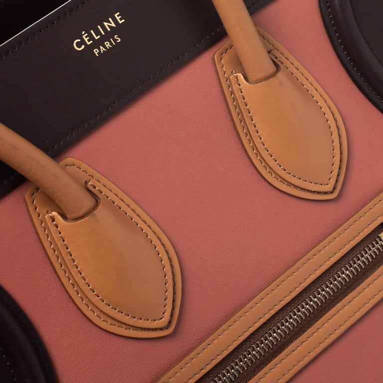Celine Tri Color Leather Micro Luggage Tote at 1stDibs