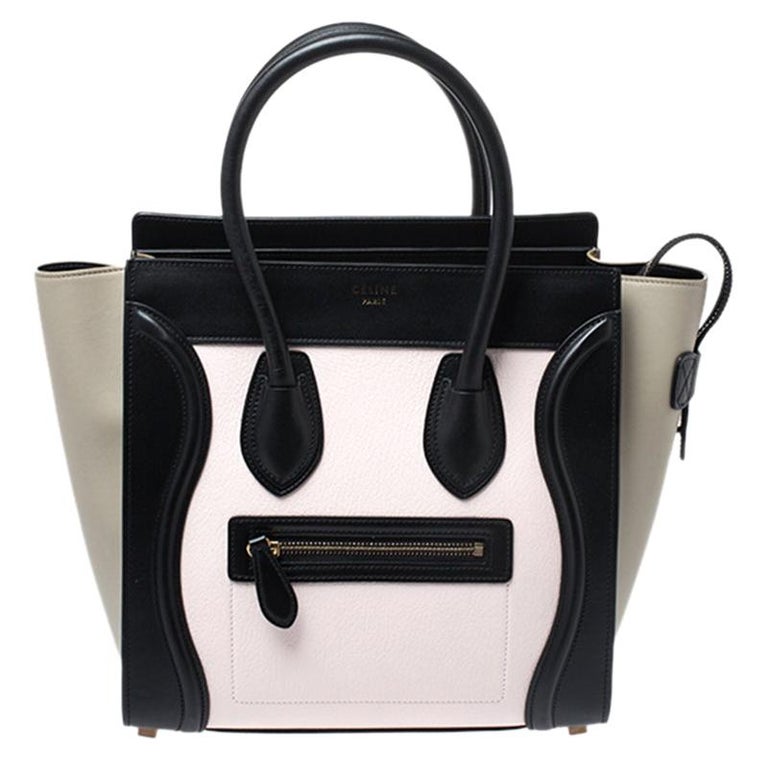 Celine Tri Color Leather Micro Luggage Tote For Sale at 1stDibs