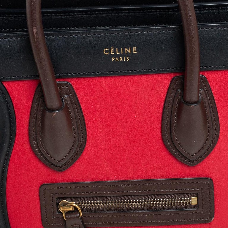 Céline Tri Color Leather Nano Luggage Tote For Sale at 1stDibs