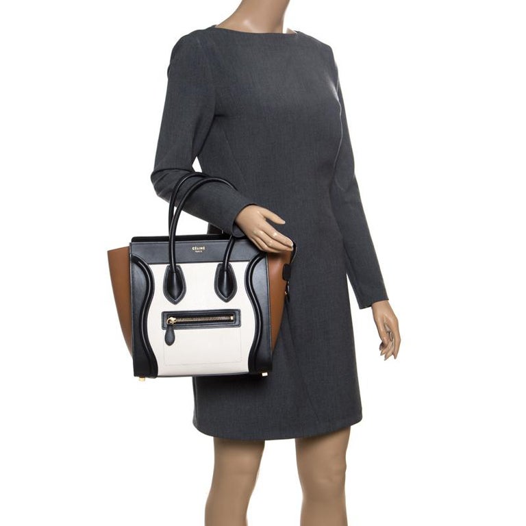 Celine Tricolor Leather Micro Luggage Tote For Sale at 1stDibs