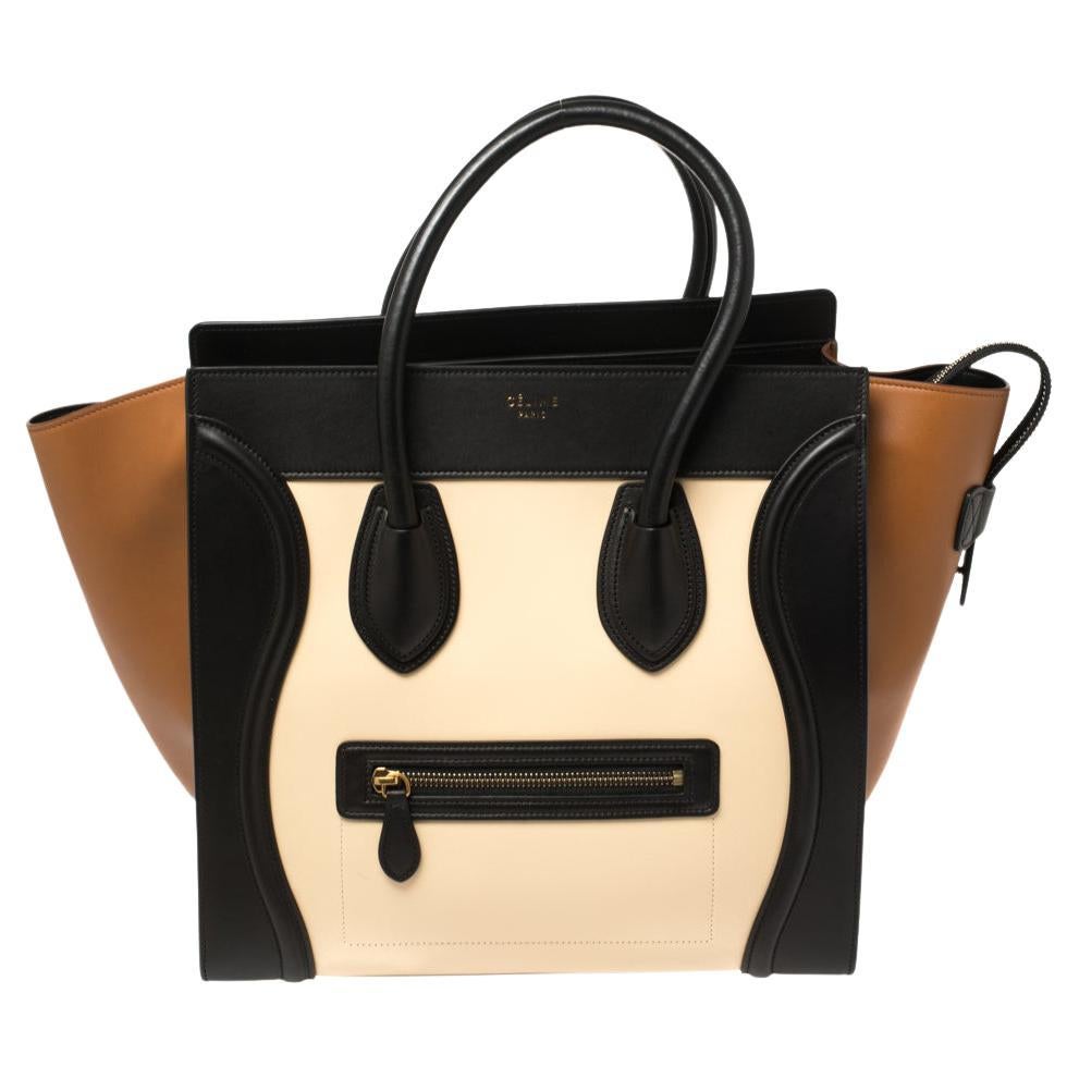 Celine Brown Monogram Logo Hand Bag For Sale at 1stDibs