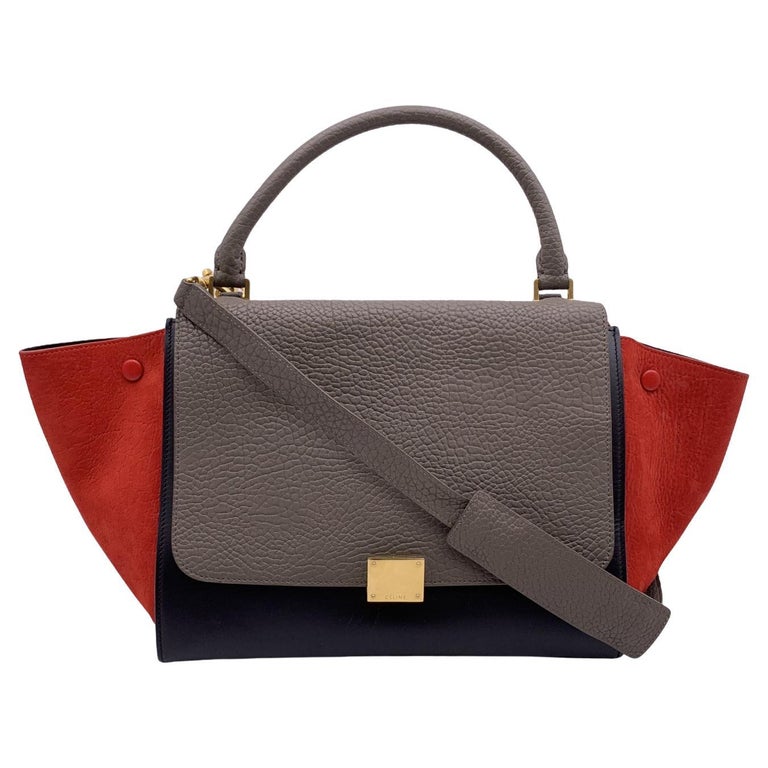 Celine Tricolor Leather Trapeze Satchel Tote Bag with Strap For Sale at ...