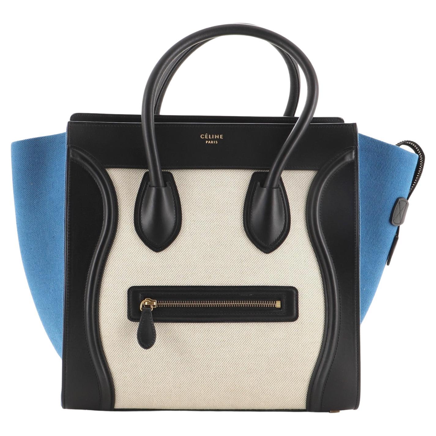 Celine Tri Color Leather and Nubuck Leather Mini Luggage Tote at 1stDibs