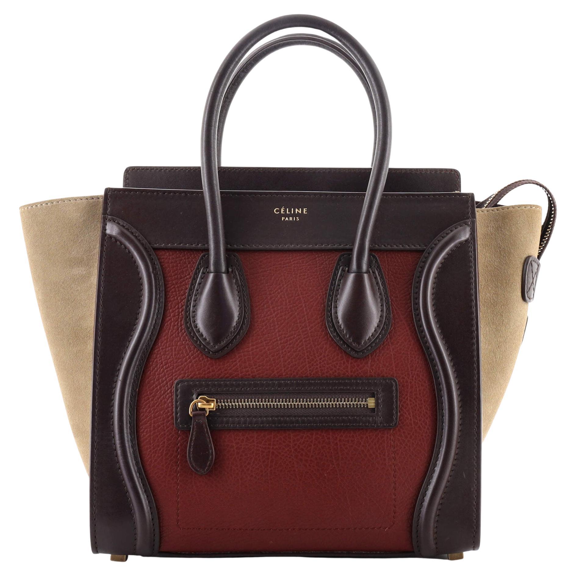 Celine Multicolor Luggage Handbag Tartan Tweed with Leather Mini at 1stDibs