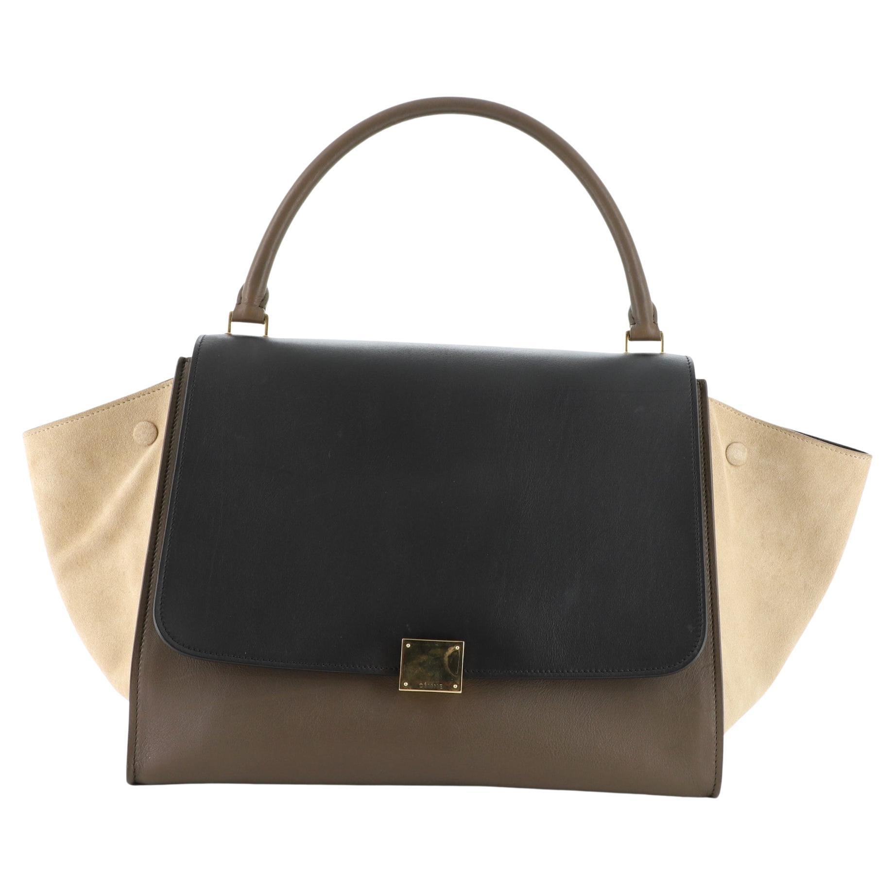 Celine Tri-Colour Suede and Leather Trapeze Bag at 1stDibs