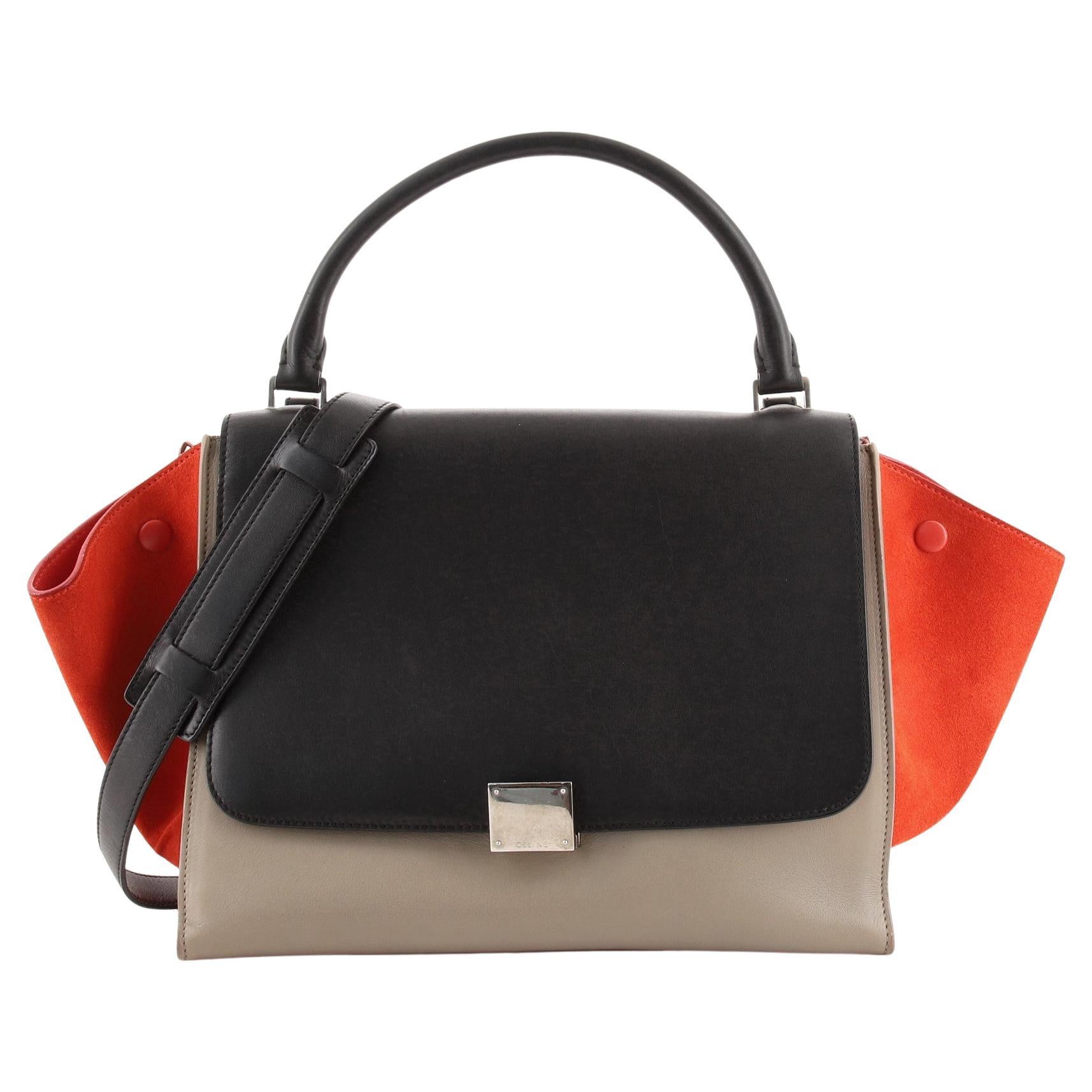 Celine Tri-Colour Suede and Leather Trapeze Bag at 1stDibs