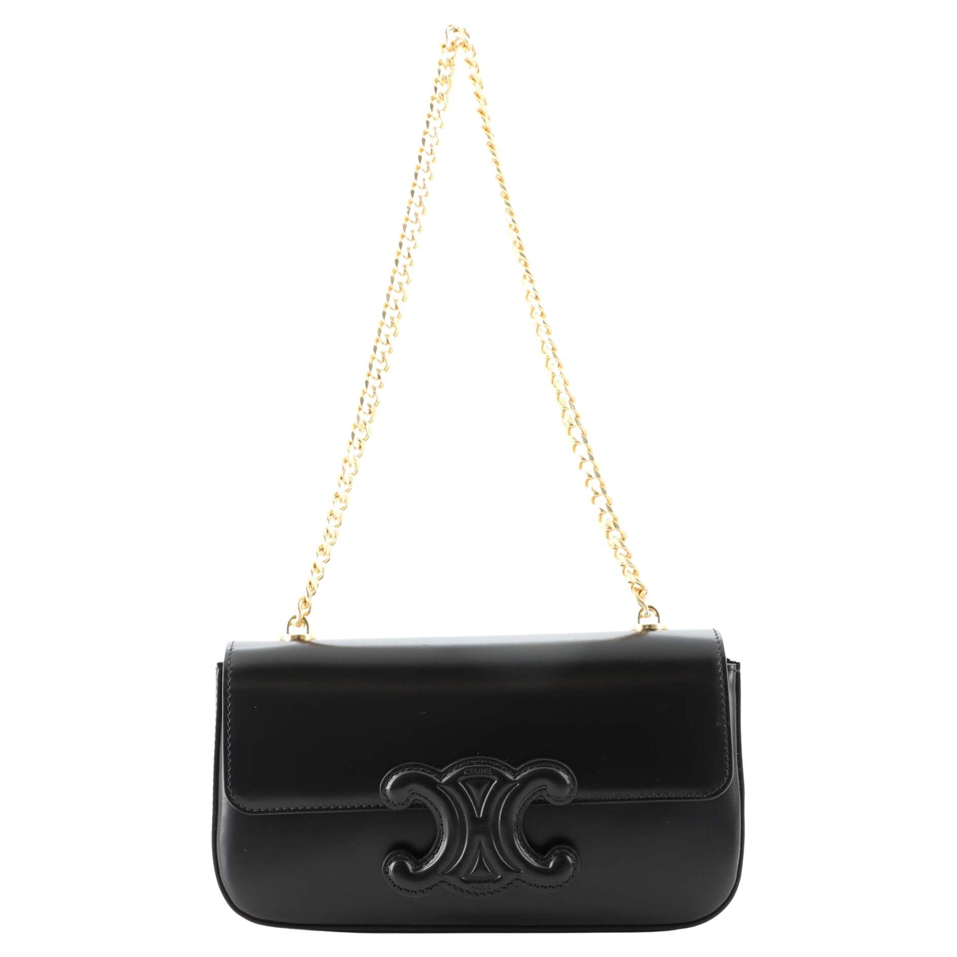 Celine Triomphe Chain Shoulder Bag Leather Small at 1stDibs