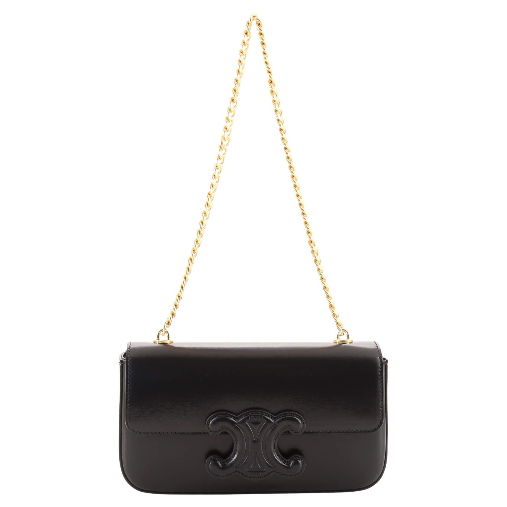 Celine Triomphe Chain Shoulder Bag Leather Small at 1stDibs