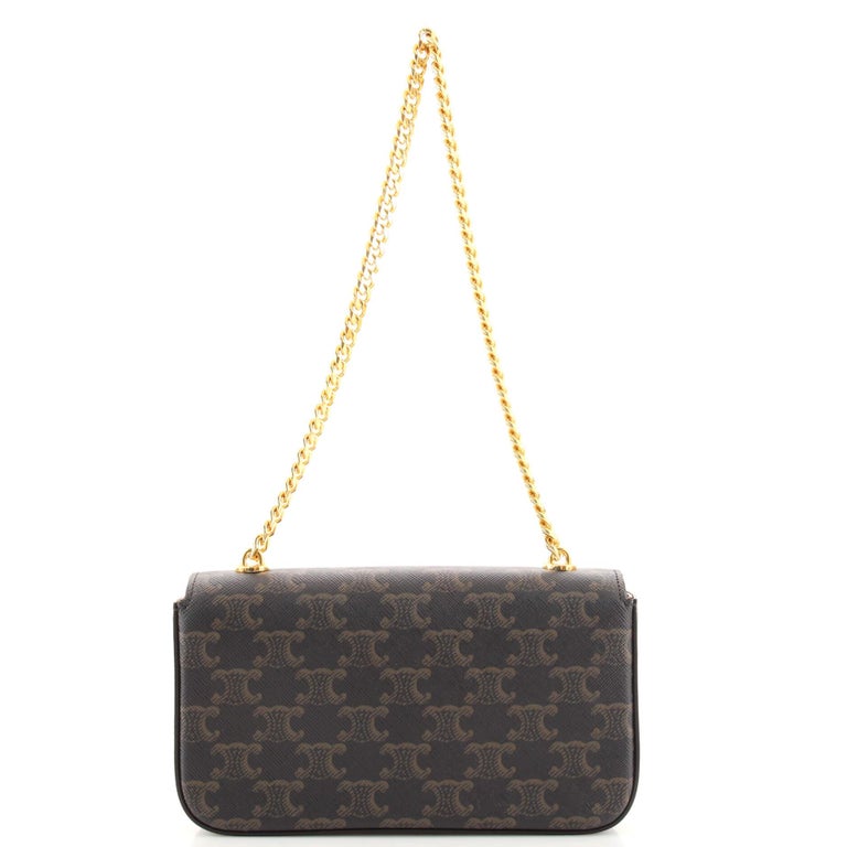 Celine Triomphe Chain Shoulder Bag Triomphe Coated Canvas Small For ...