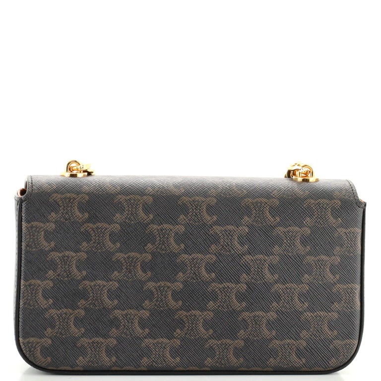 Celine Triomphe Chain Shoulder Bag Triomphe Coated Canvas Small at 1stDibs