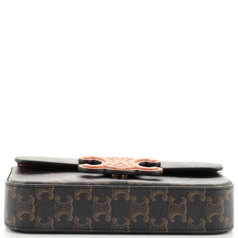 Celine Triomphe Chain Shoulder Bag Triomphe Coated Canvas Small at 1stDibs