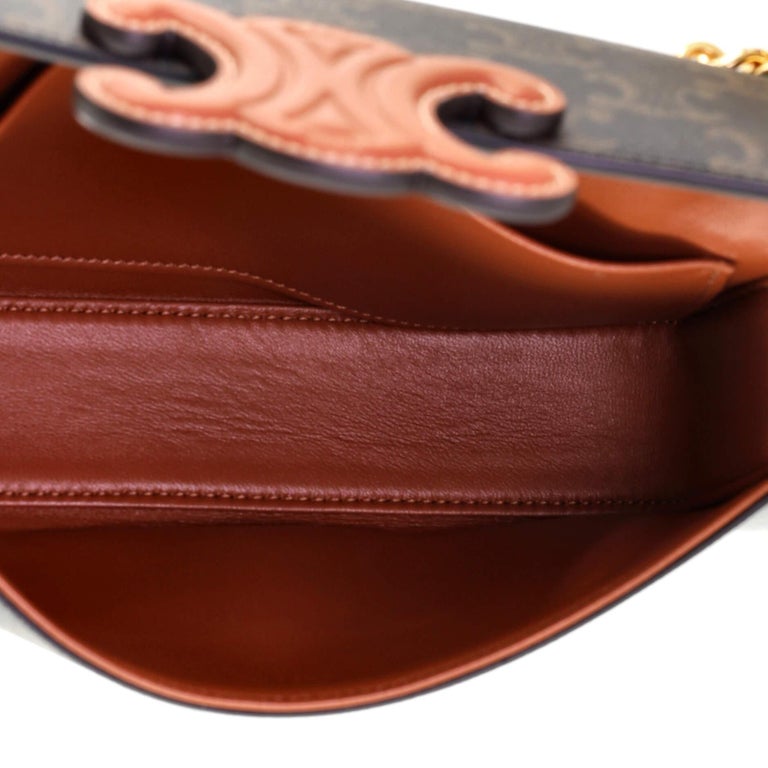 Celine Triomphe Chain Shoulder Bag Triomphe Coated Canvas Small at 1stDibs