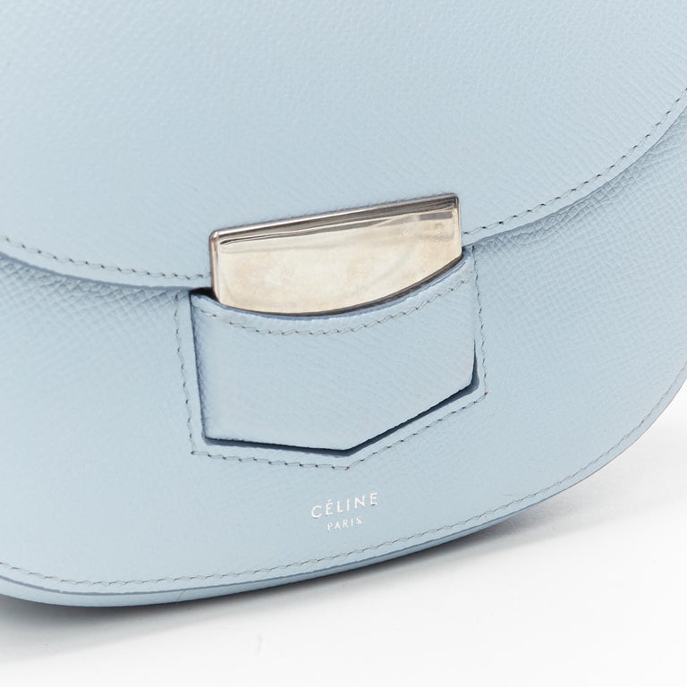 CELINE Trotteur pool light blue leather flap front rounded base ...