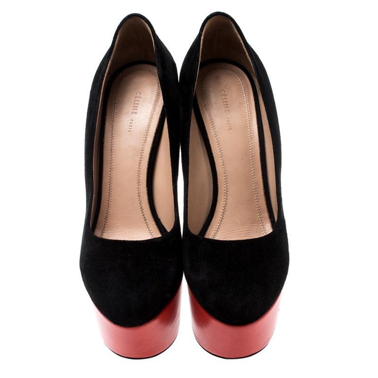 Celine Two Tone Suede Platform Pumps Size 36 at 1stDibs