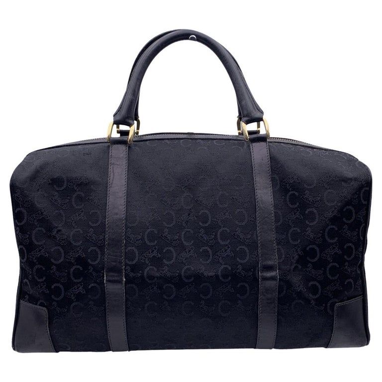 Celine Vintage Black C Logo Canvas Boston Top Handles Bag For Sale at ...