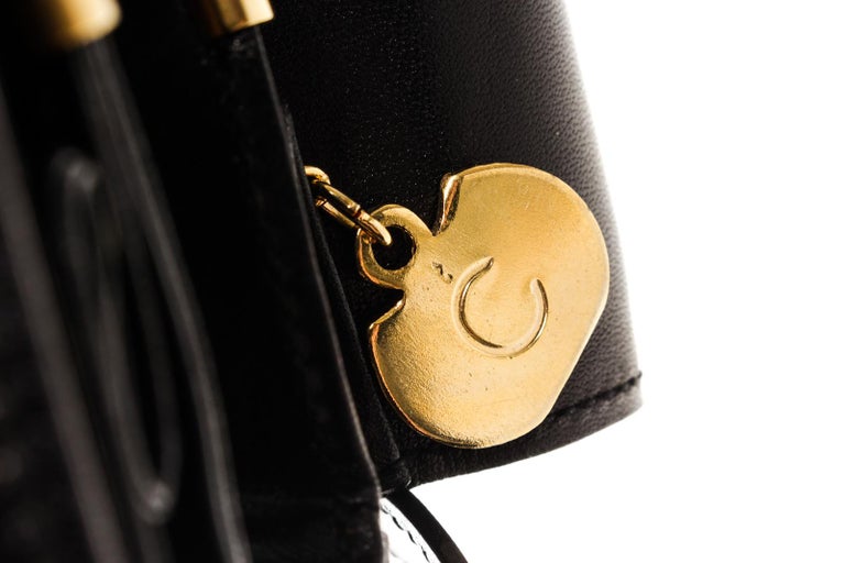 Celine Vintage Black Leather Horse Carriage Box Shoulder Bag For Sale ...