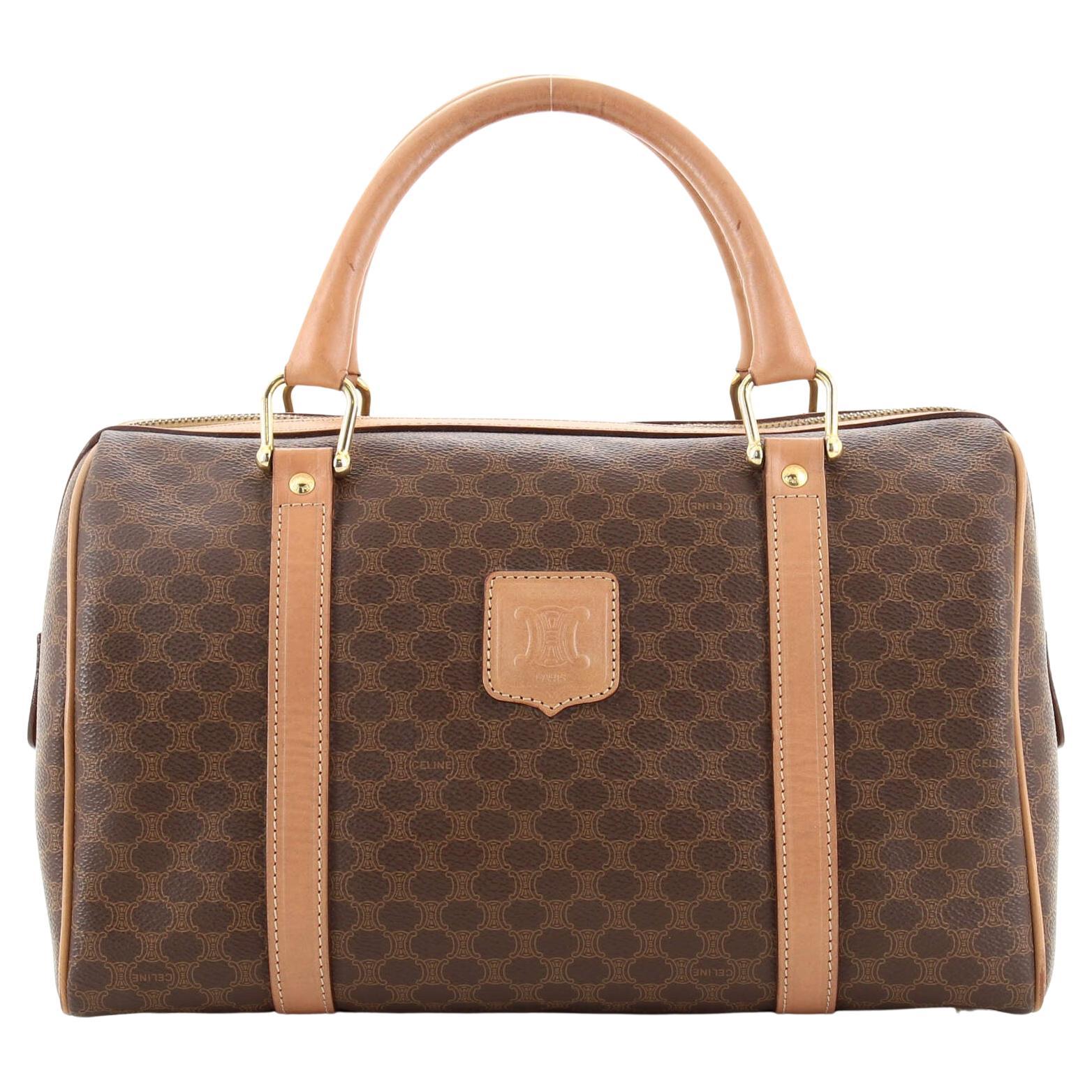 Celine Brown Macadam Boston Bag For Sale at 1stDibs