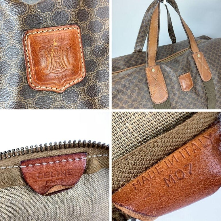 Celine Vintage Brown Macadam Canvas Travel Weekender Duffle Bag For ...
