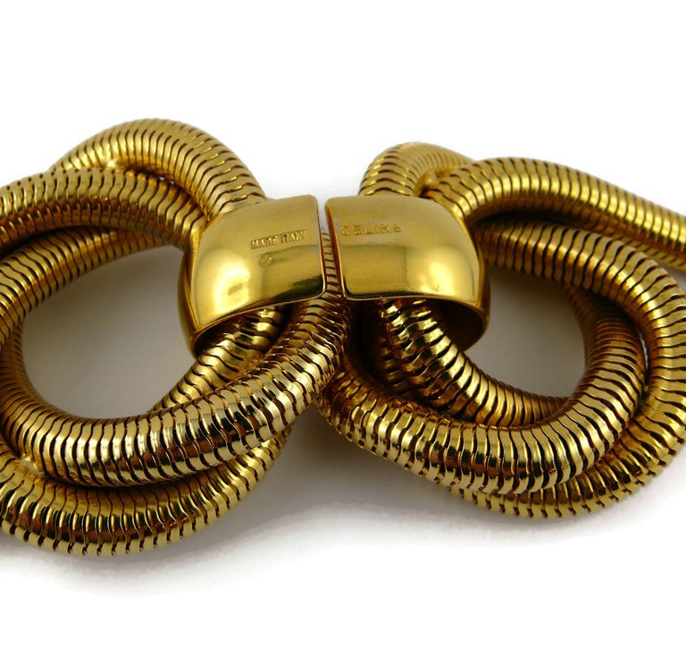Celine Vintage Chunky Gold Toned Snake Chain Knot Necklace at 1stDibs ...