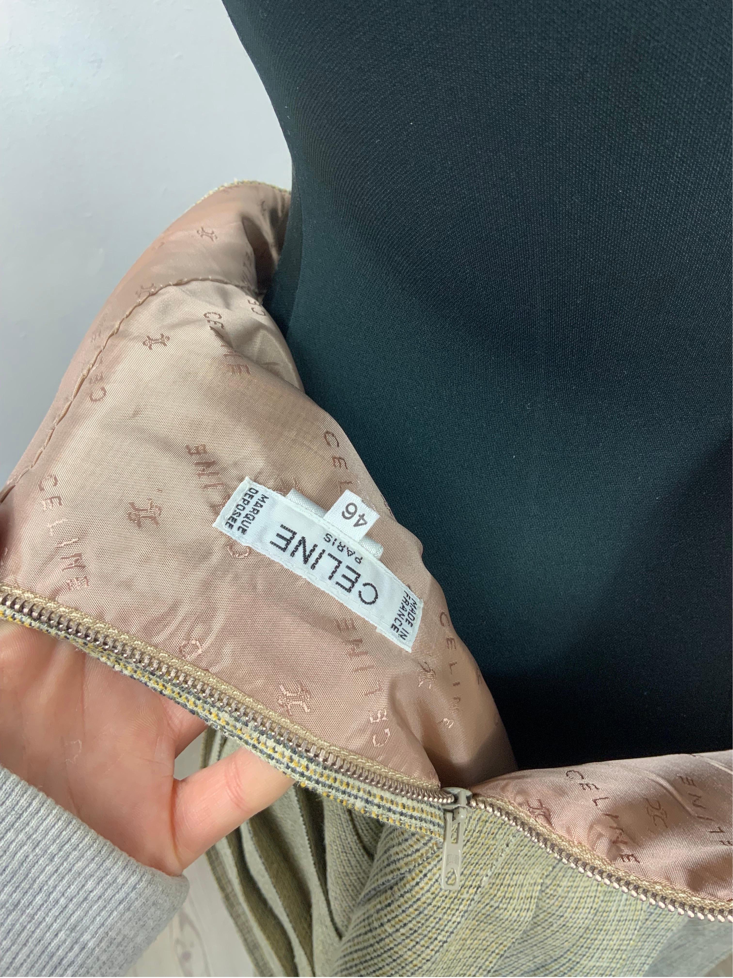Celine vintage green jacket and skirt Suit For Sale at 1stDibs