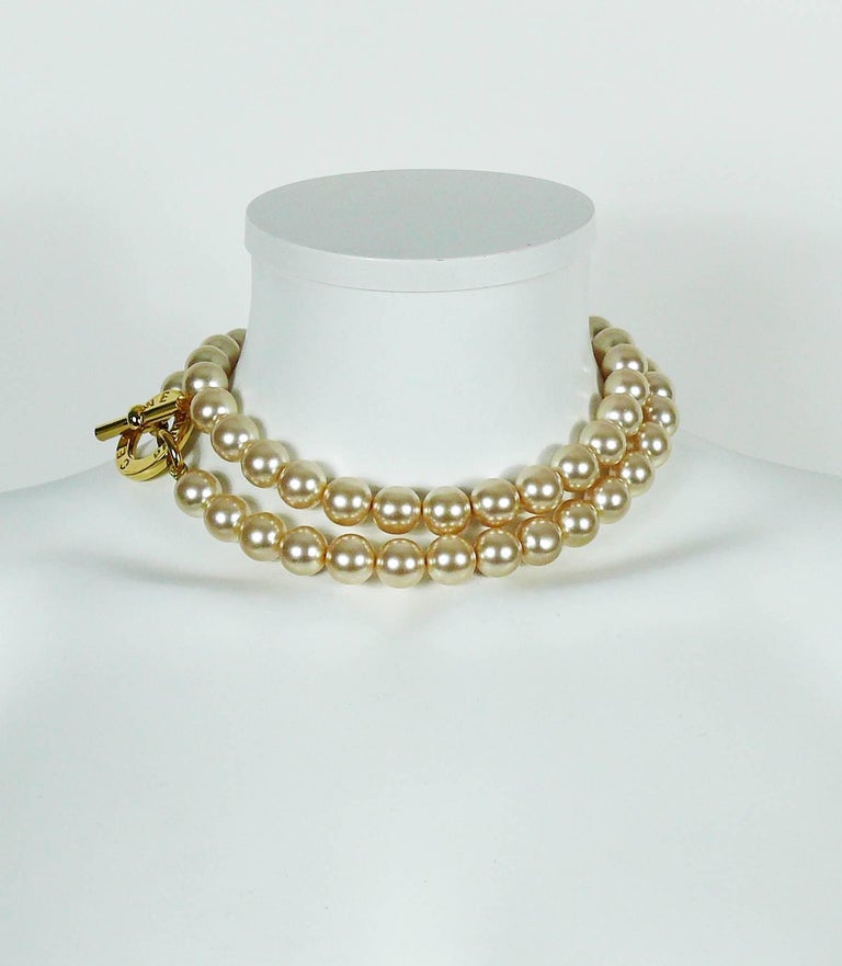 Celine Vintage Long Pearl Necklace Belt at 1stDibs | celine pearl necklace