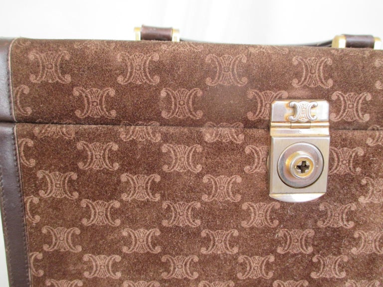 Celine Vintage Macadam Suede Leather Vanity Case, 1970s For Sale at ...