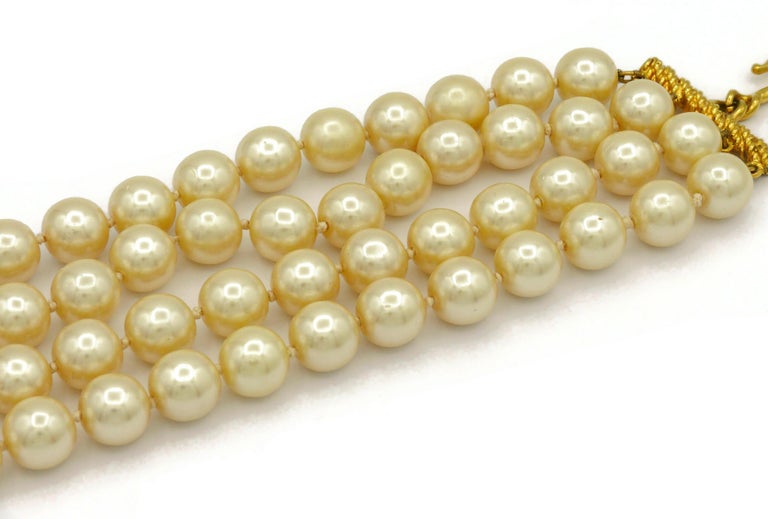 CELINE Vintage Multi Strand Pearl Necklace For Sale at 1stDibs