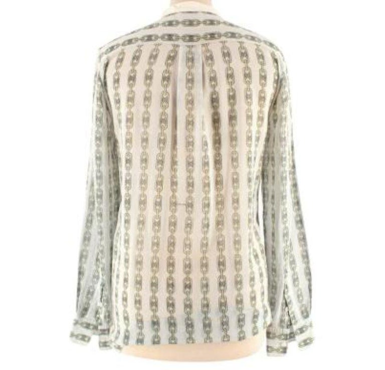 Celine Vintage Sheer Mint Green Chain Logo Print Cotton Shirt For Sale ...