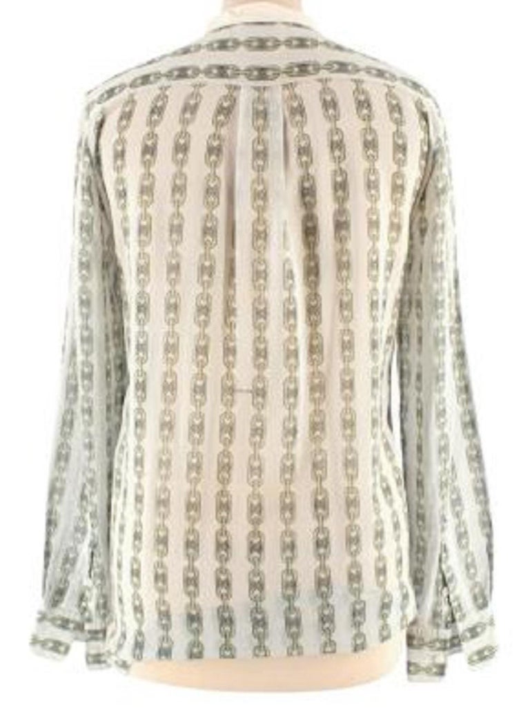 Celine Vintage Sheer Mint Green Chain Logo Print Cotton Shirt For Sale ...