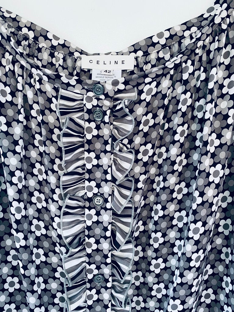 Celine Vintage 2002 Spring Runway Collection Silk Floral Button Down ...