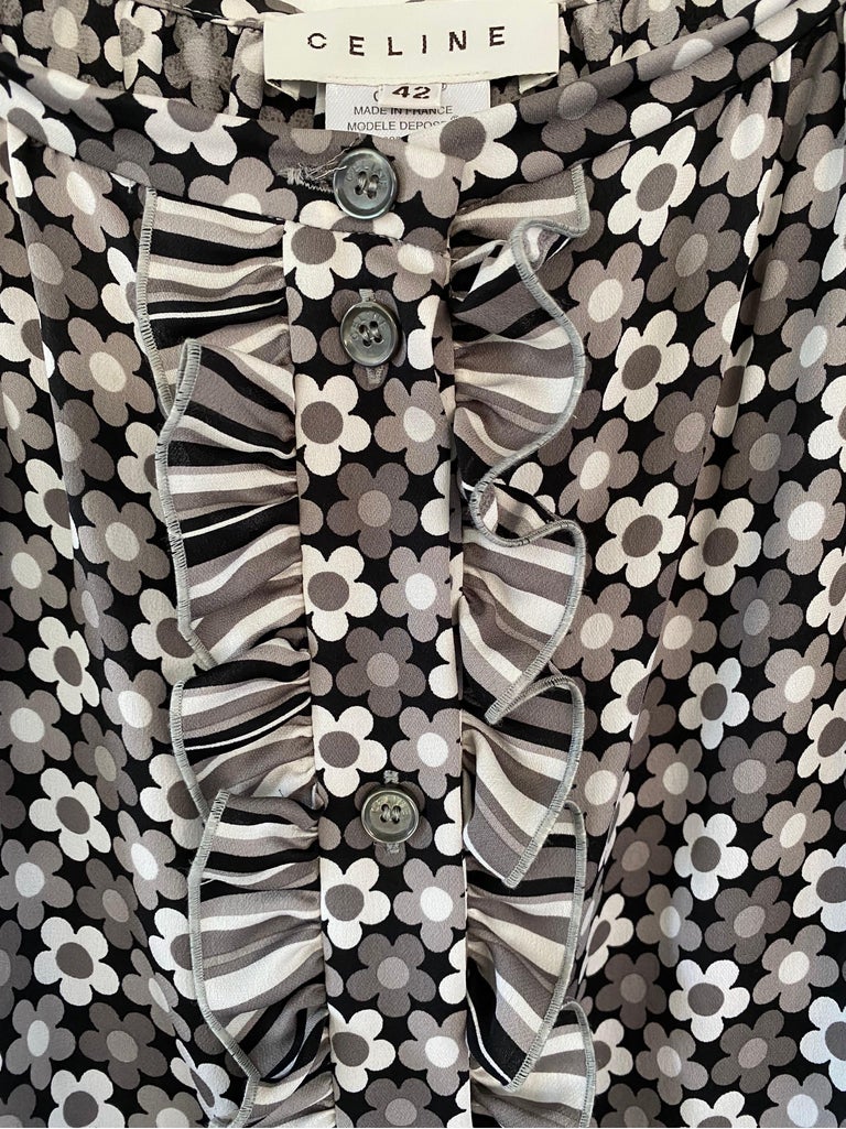 Celine Vintage 2002 Spring Runway Collection Silk Floral Button Down ...