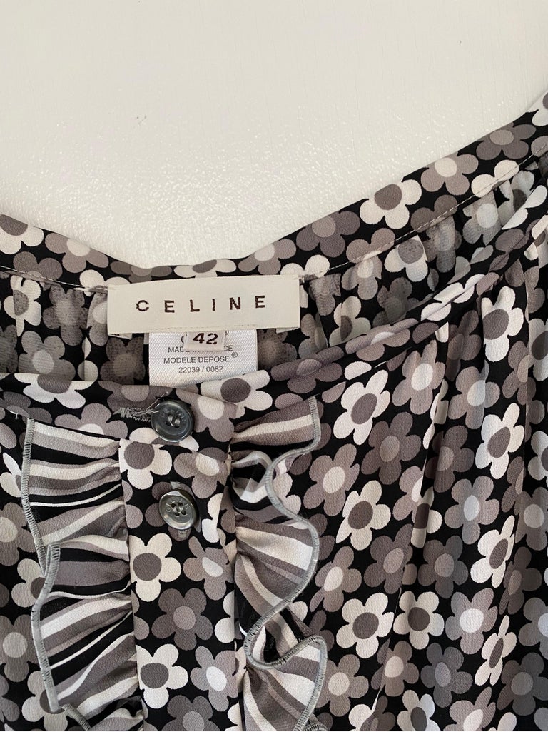 Celine Vintage 2002 Spring Runway Collection Silk Floral Button Down ...