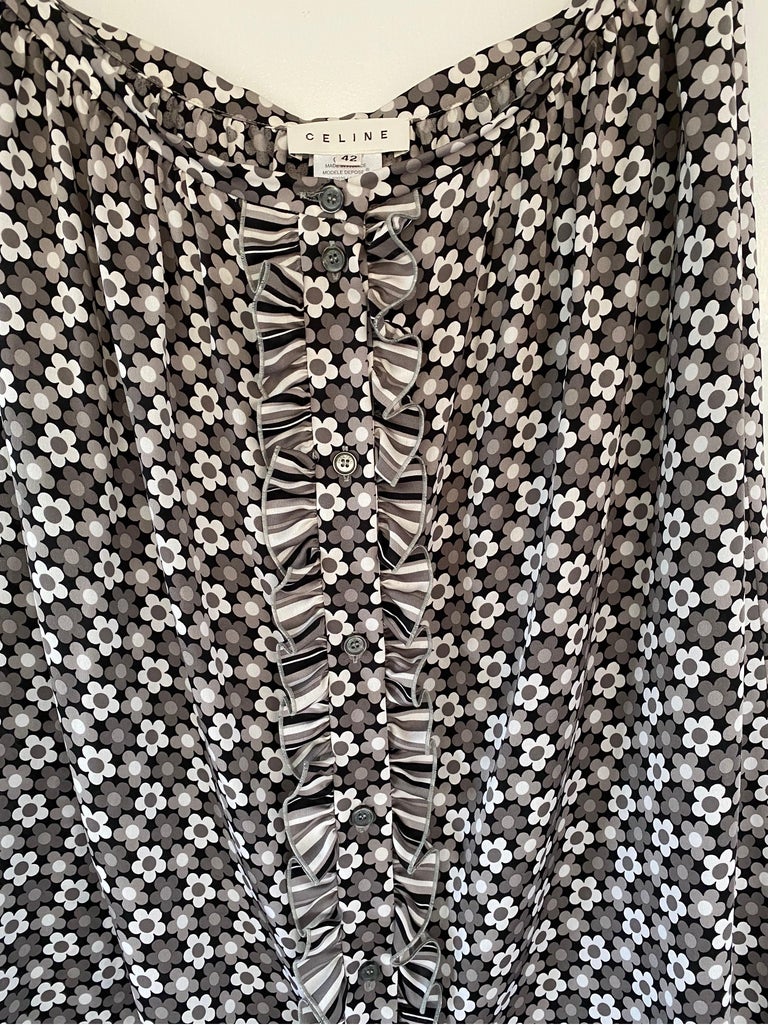 Celine Vintage 2002 Spring Runway Collection Silk Floral Button Down ...